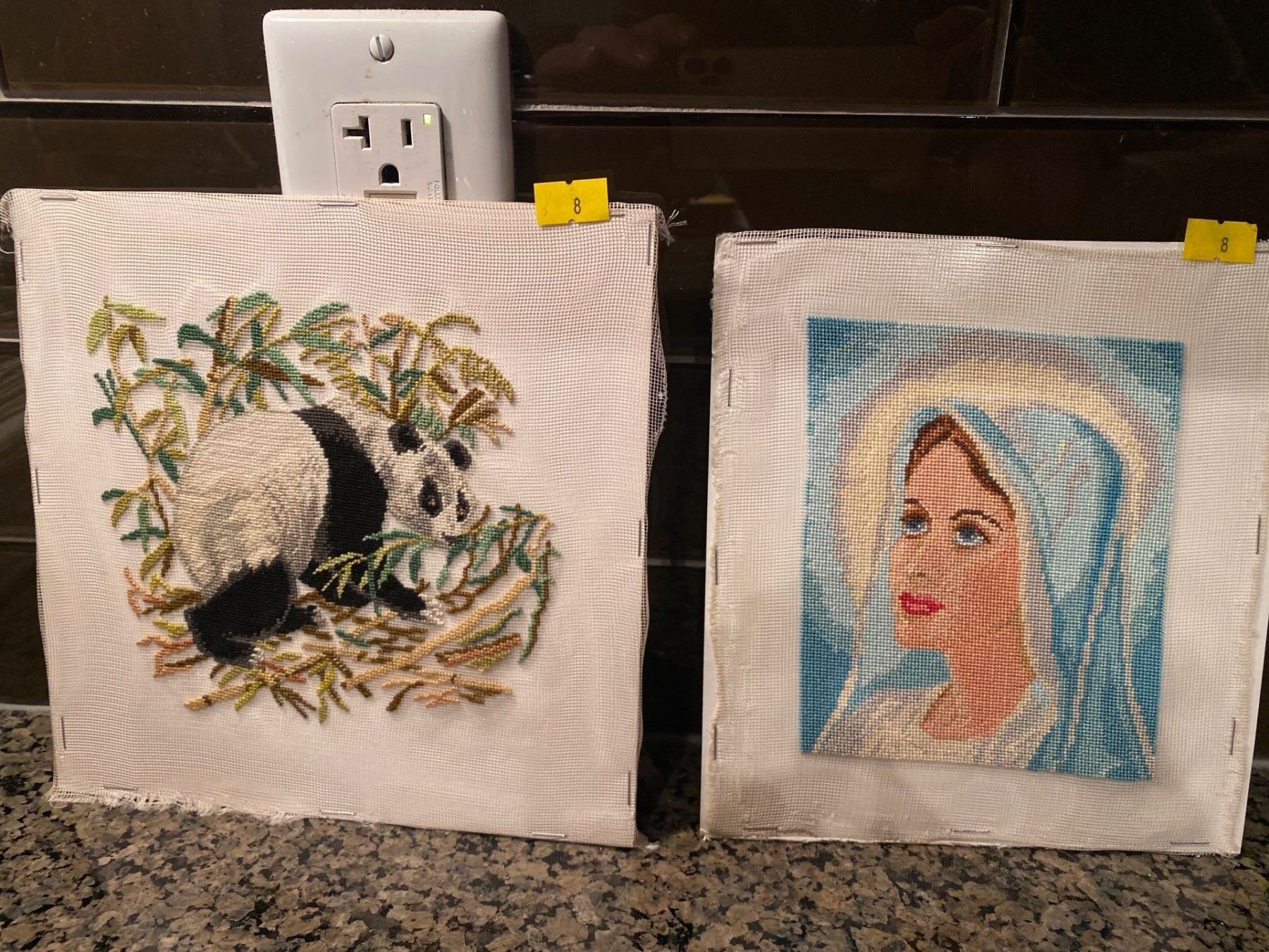 Set Of Unframed Embroidery Art 8 X 8 And 7 X 7 Beck Auctions Inc
