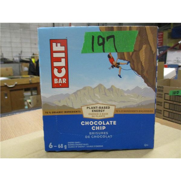 SHELF PULLS (AS IS): CLIFF CHOCOLATE CHIP BARS (6 X 68G) - BOX