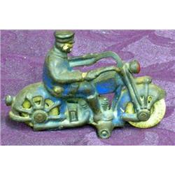 Vintage Cast Iron Motorcycle With Rider