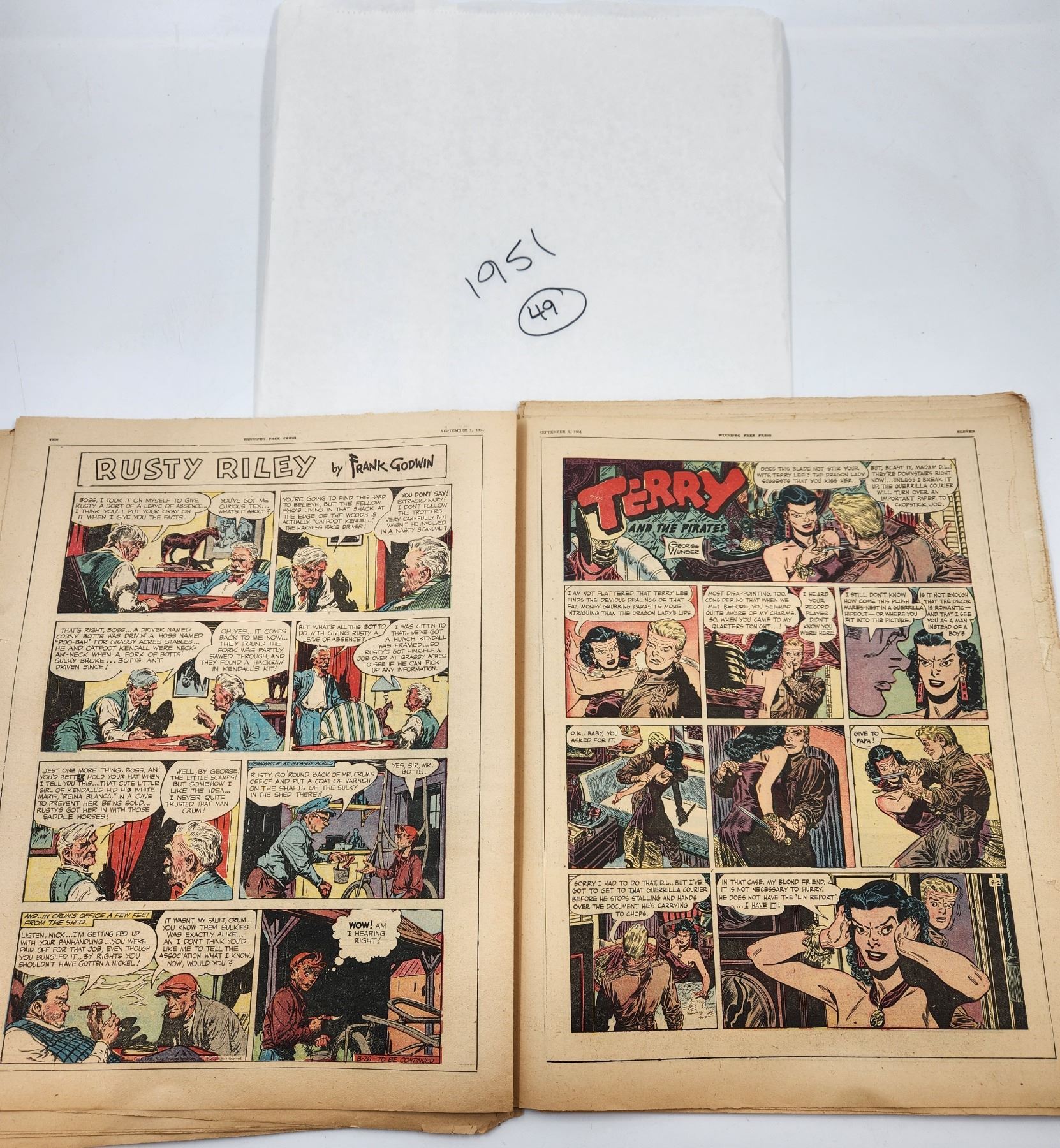 Winnipeg Newspaper Comic Section Cutouts 1951