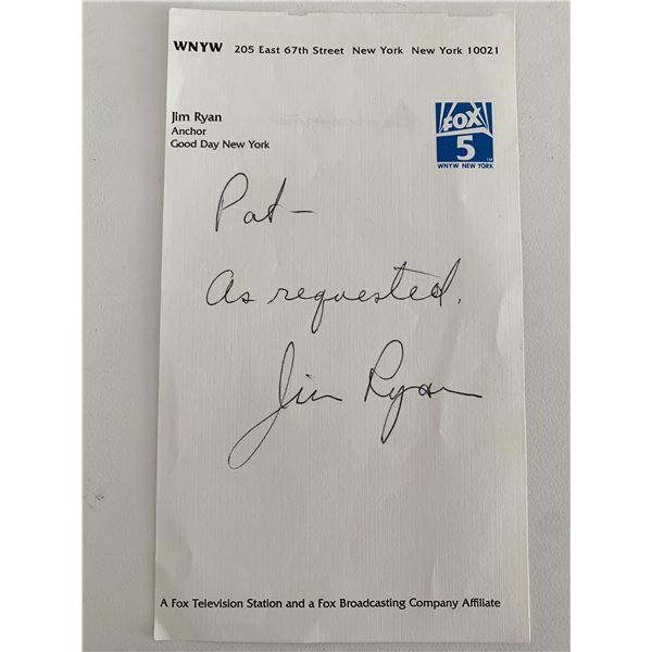 TV Anchor Jim Ryan original signature