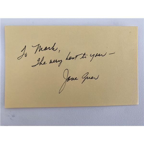 Actress Jane Greer original signature