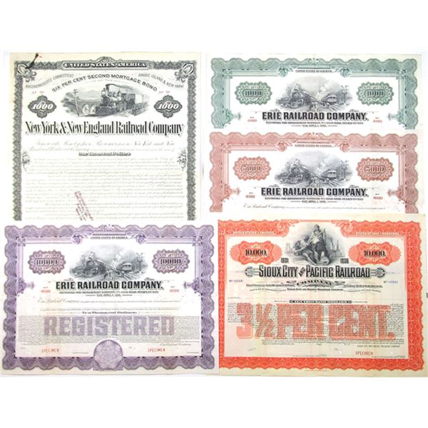 Railroad Specimen And Issued Bond Assortment 1882 1930 Archives