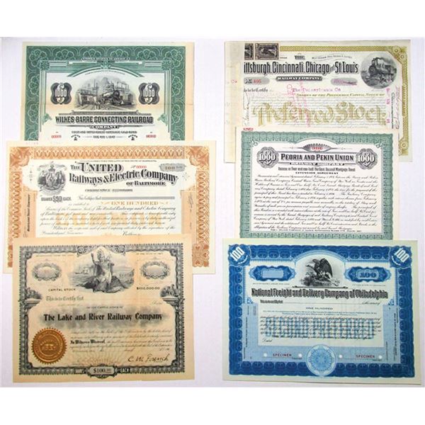 Railroad Assortment Of Stock And Bond Certificates 1890 To 1930s