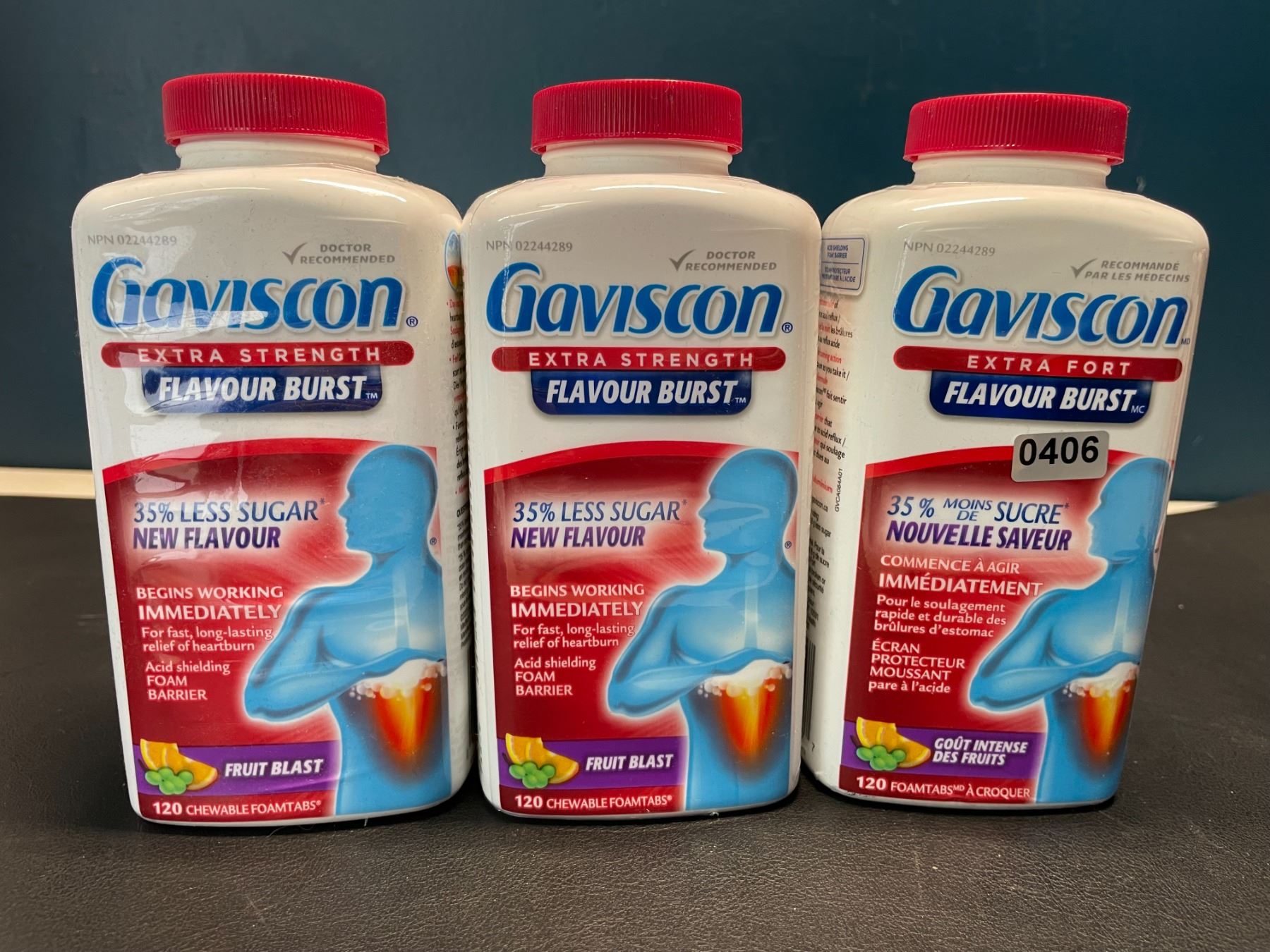 Lot of 3 Gaviscon Extra Strength - For Acid Reflux & Heartburn - Fruit ...