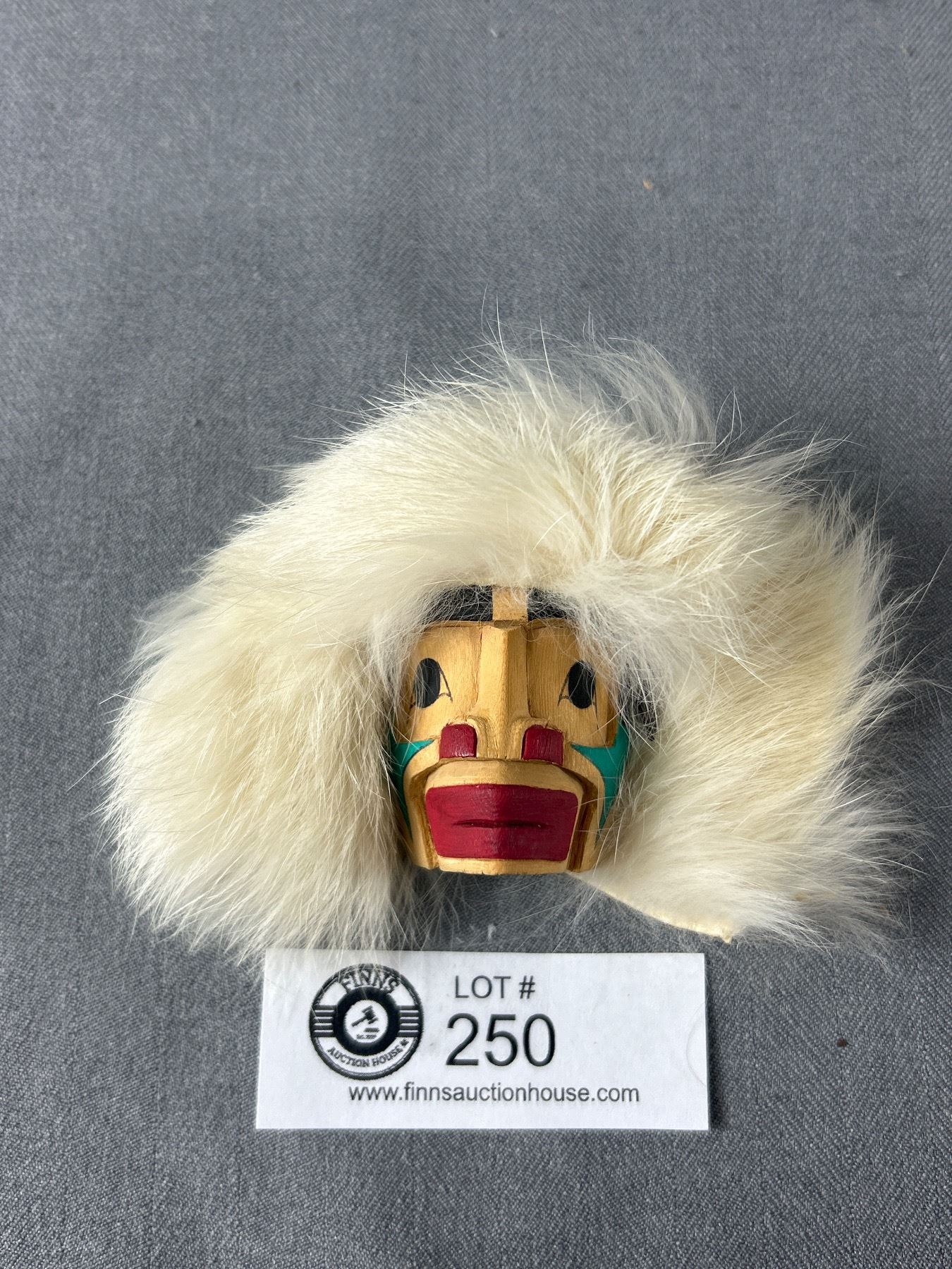 Beautiful 3 1/2" Tall Native Mask w/ Rabbit Fur. Great Colour And ...