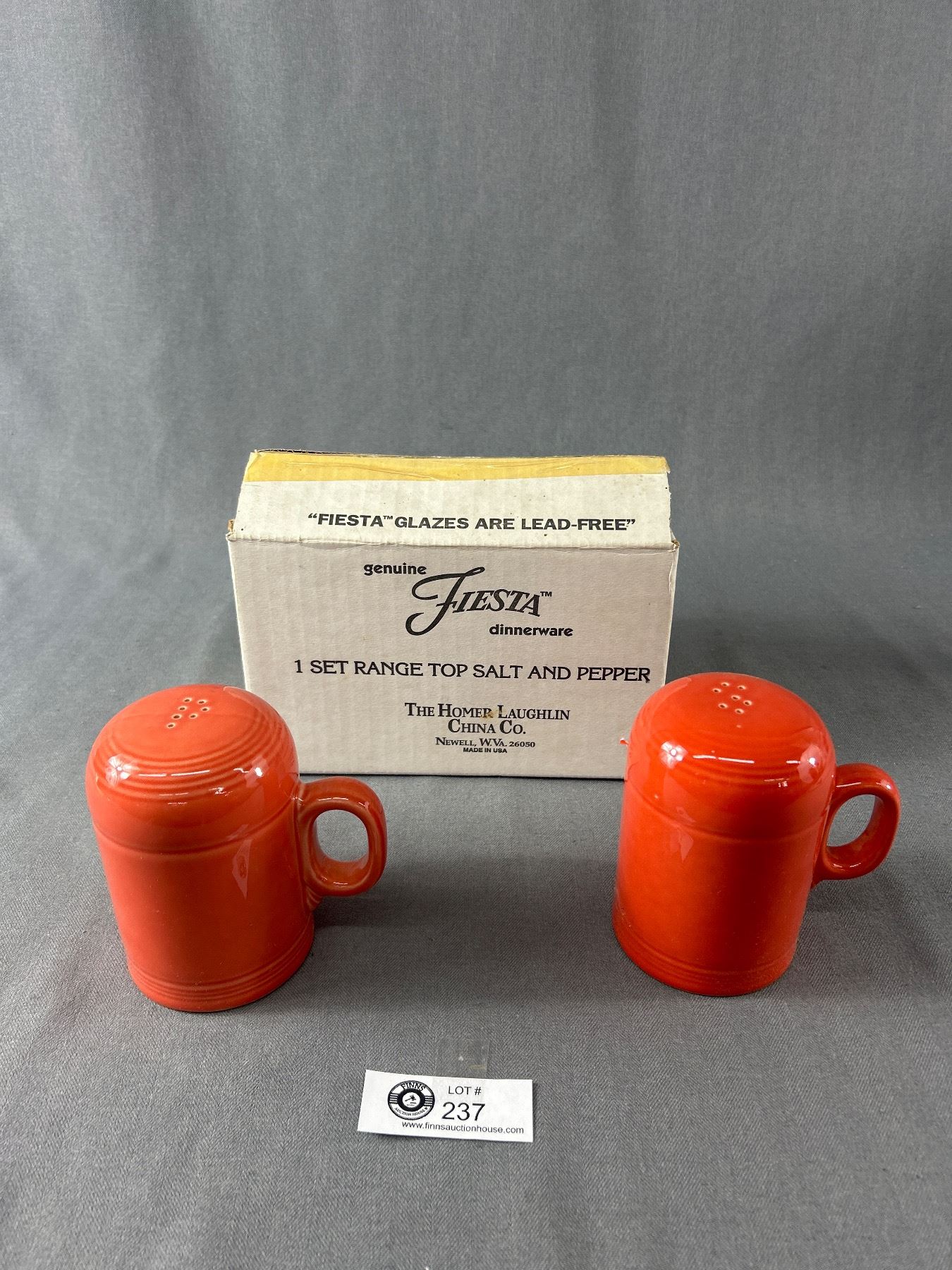 NOS Genuine Fiesta Persimmon Range Top Salt & Pepper Set