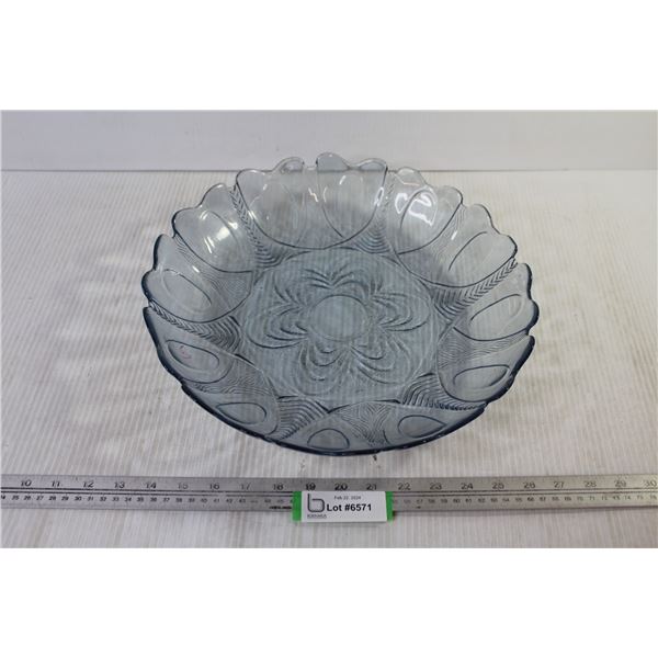 Large Blue Glass Bowl 13 34across Bodnarus Auctioneering