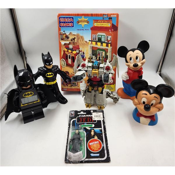 Mickey Mouse/Batman/Star Wars/Transformer and Mega Bloks Toy Lot