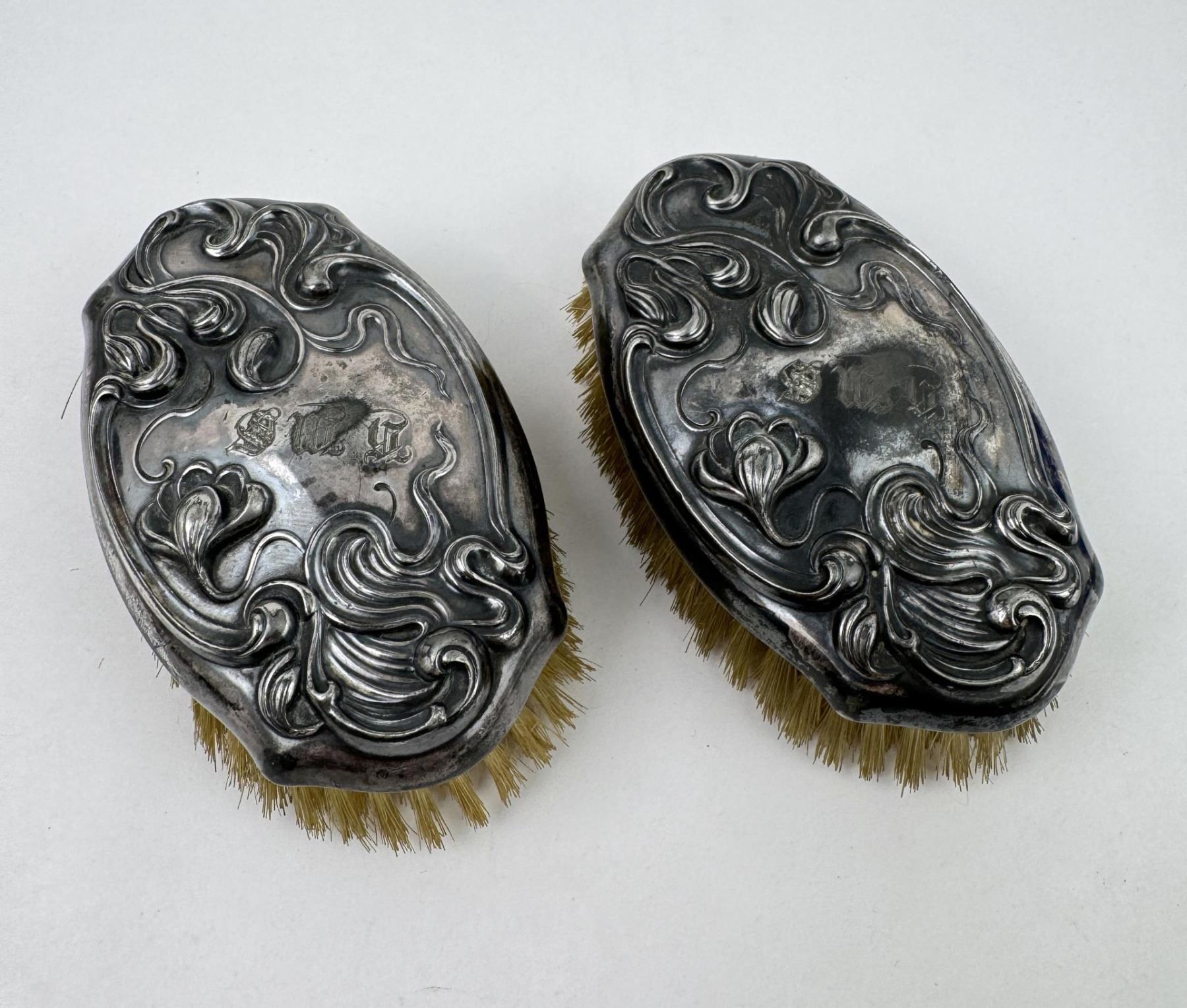 Pair Of Victorian Silver Plate Brushes
