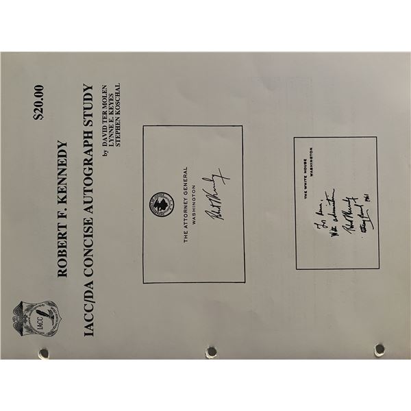 Robert F. Kennedy autograph study book. 9x11 inches