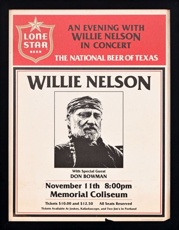 Lone Star Beer Willie Nelson Poster 1980s