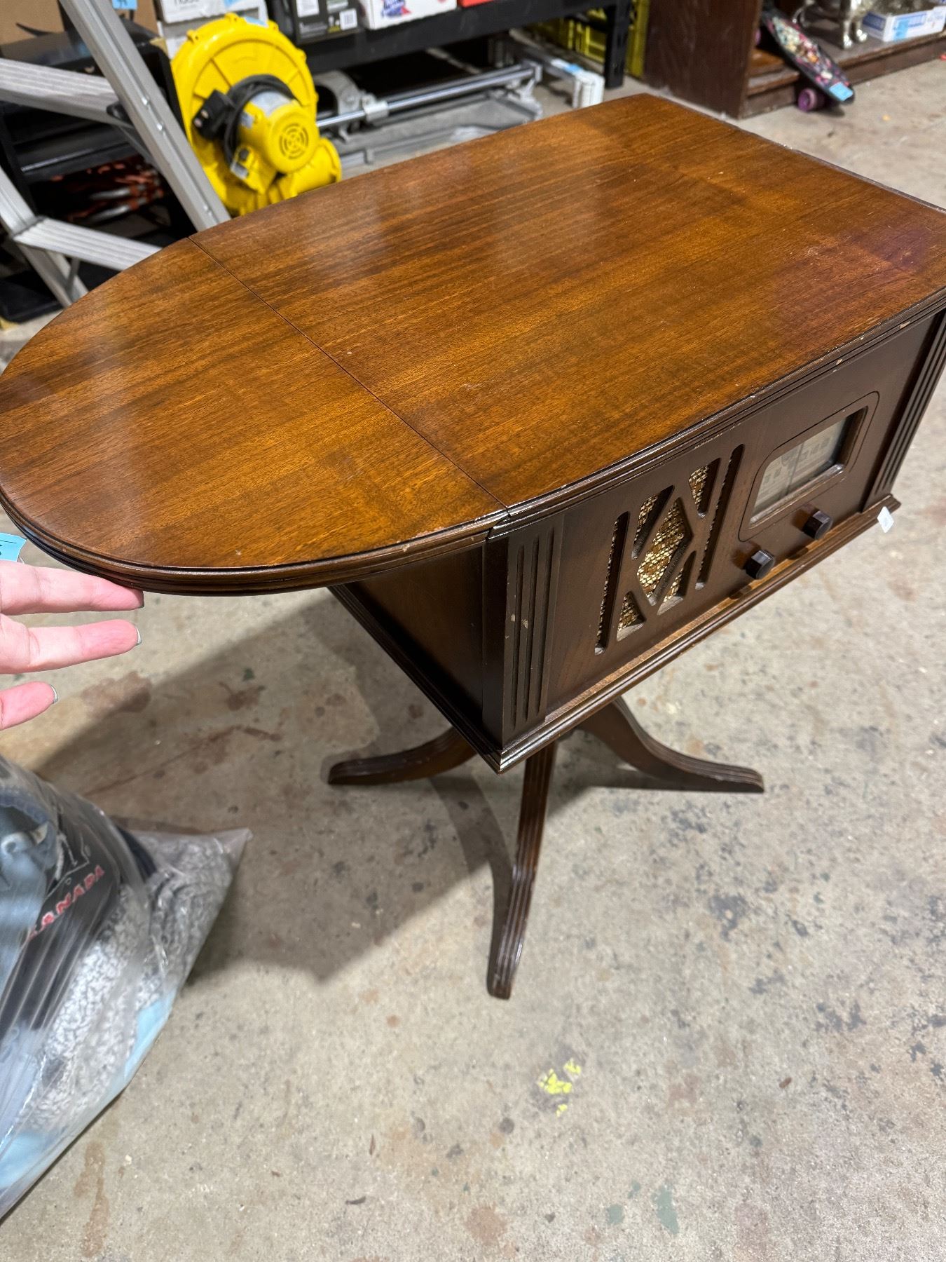 Viking radio accent table with drop side