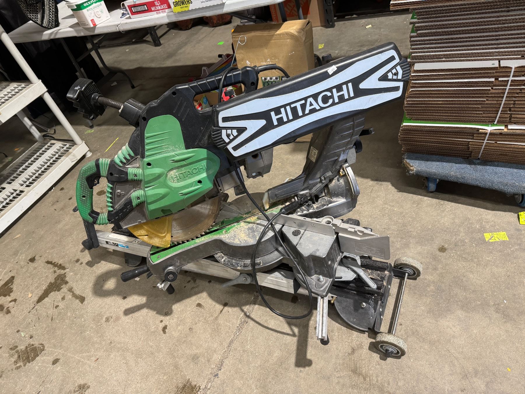 Hitachi sliding compound mitre saw with stand