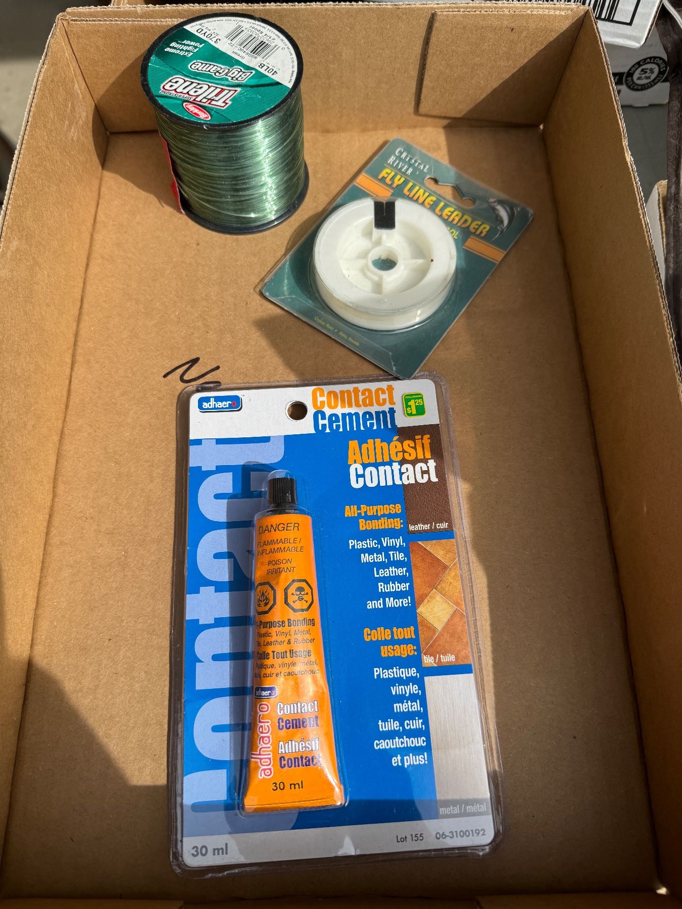 New fish line and contact cement