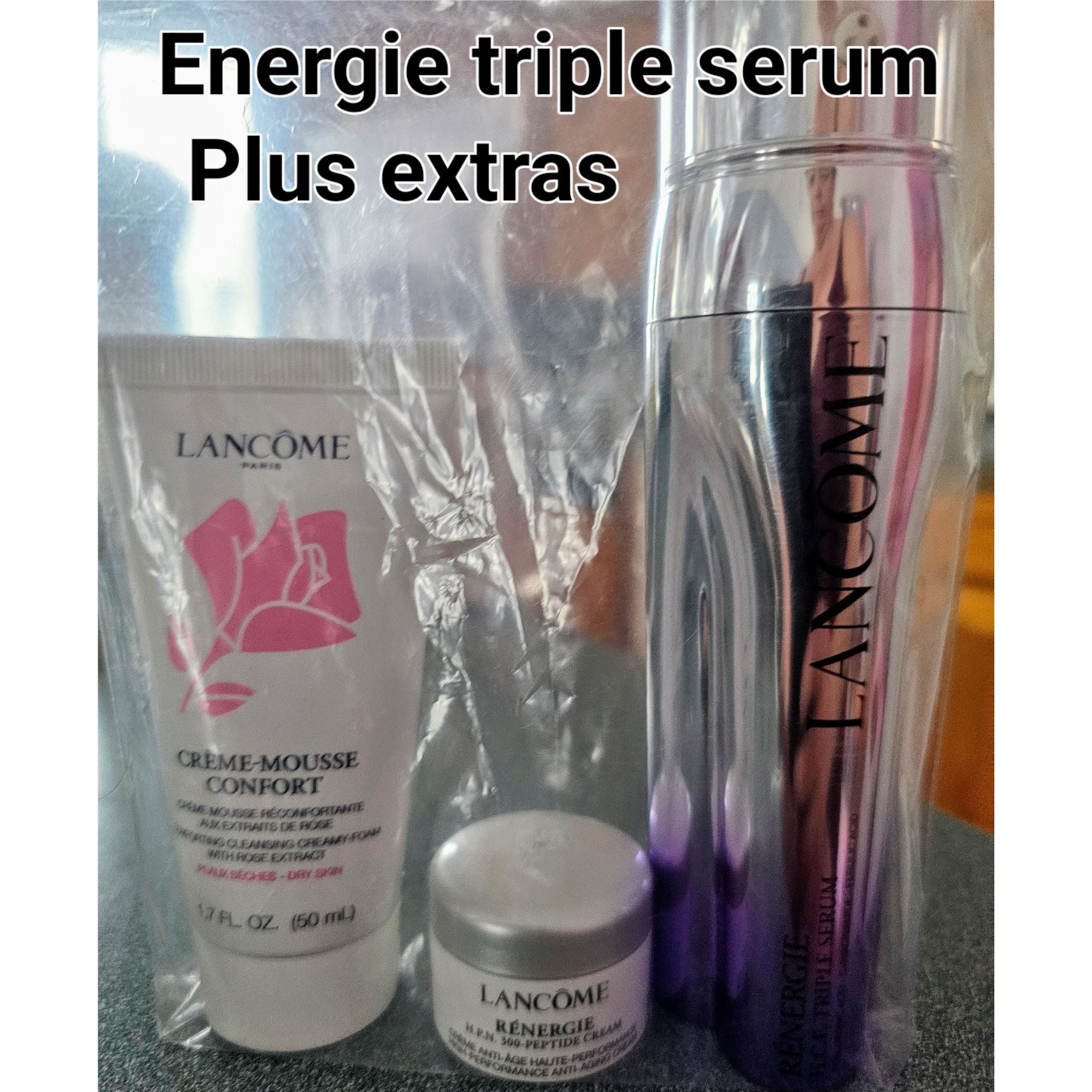Lancôme luxury skincare essentials, includes serum, moisturizer, and ...
