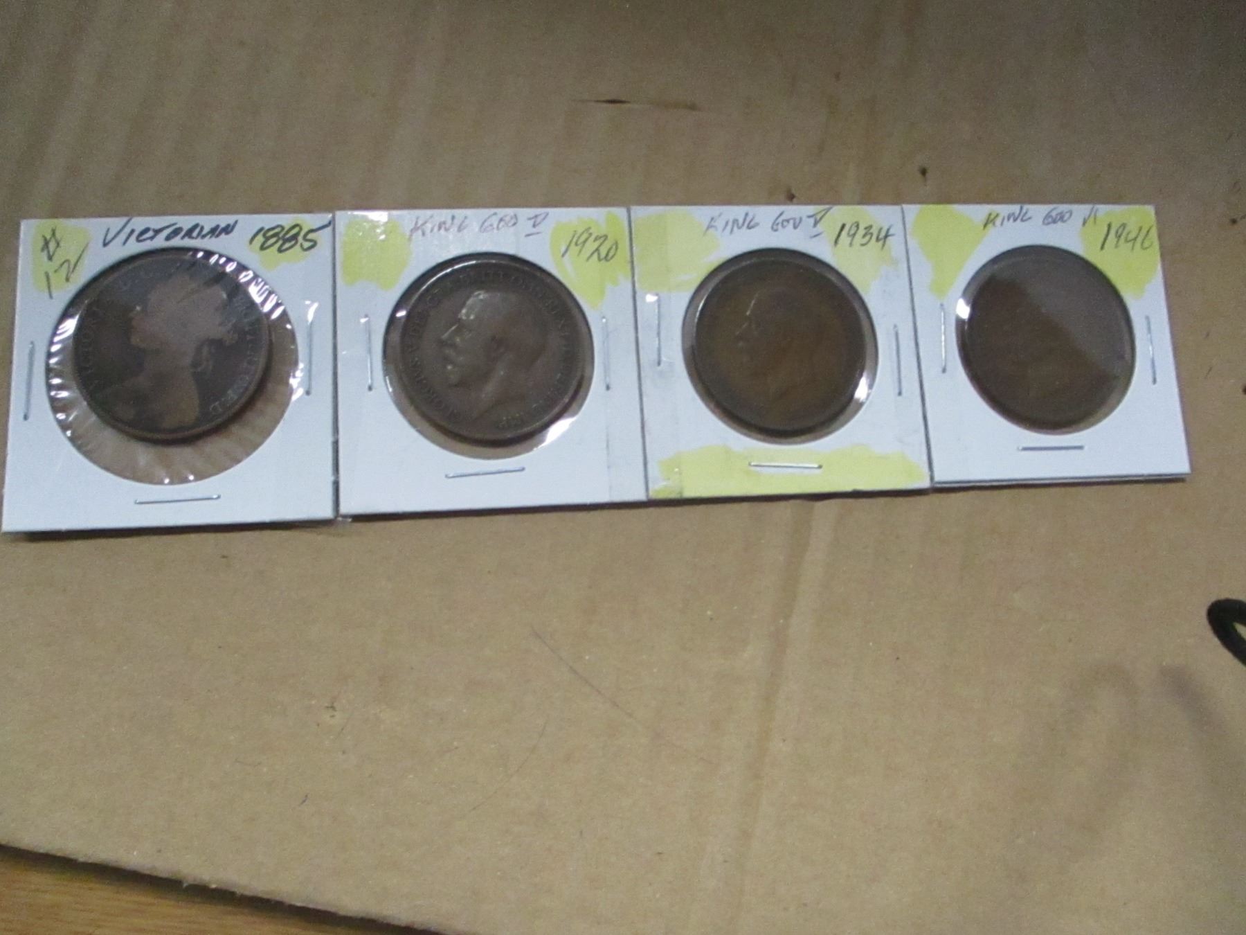 1885, 1920, 1934 & 1946 VICTORIAN, KGV, KGVI PENNY TOKENS