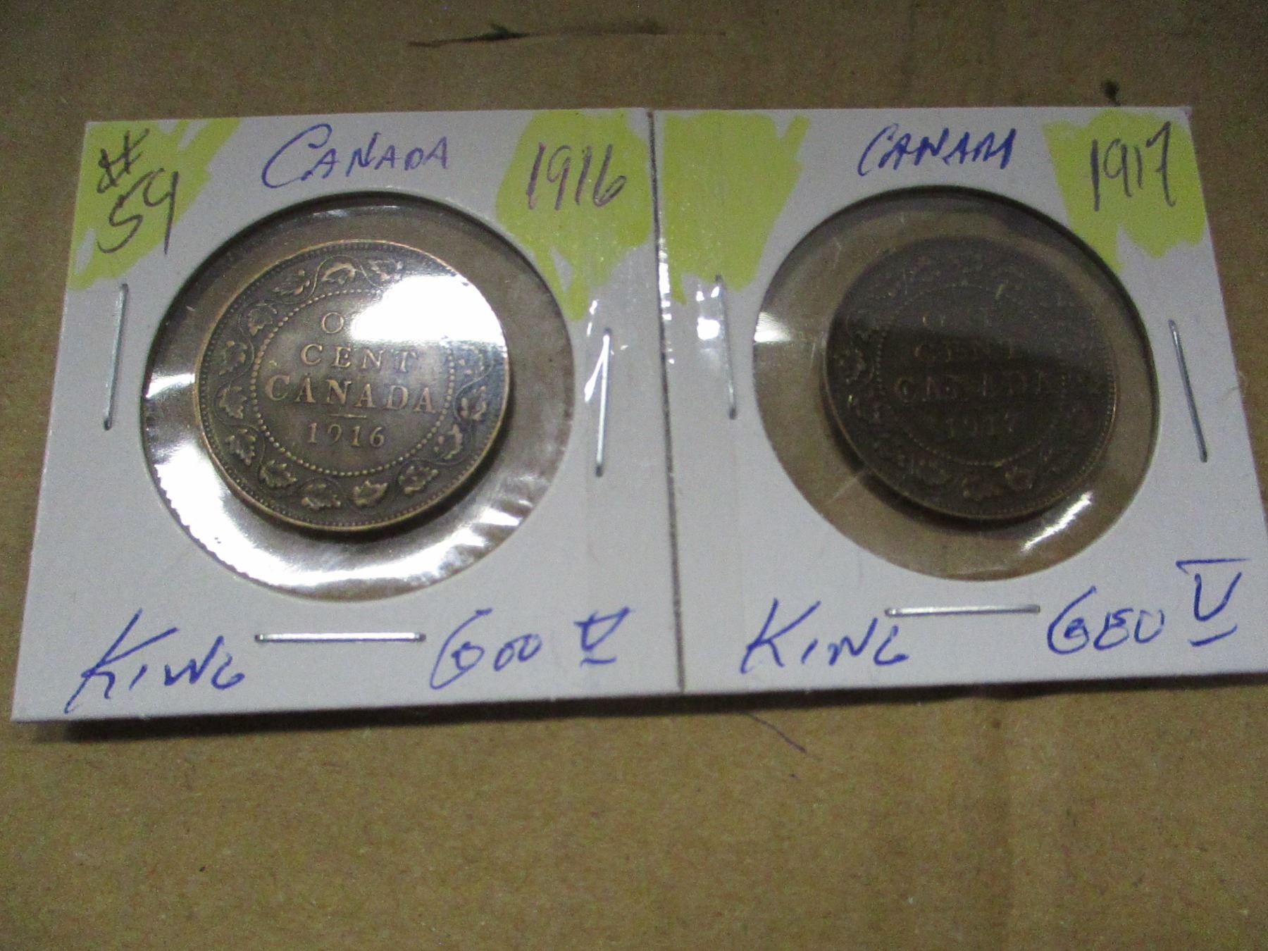 1916 - 1917 CANADA KING GEORGE V LARGE PENNY TOKENS