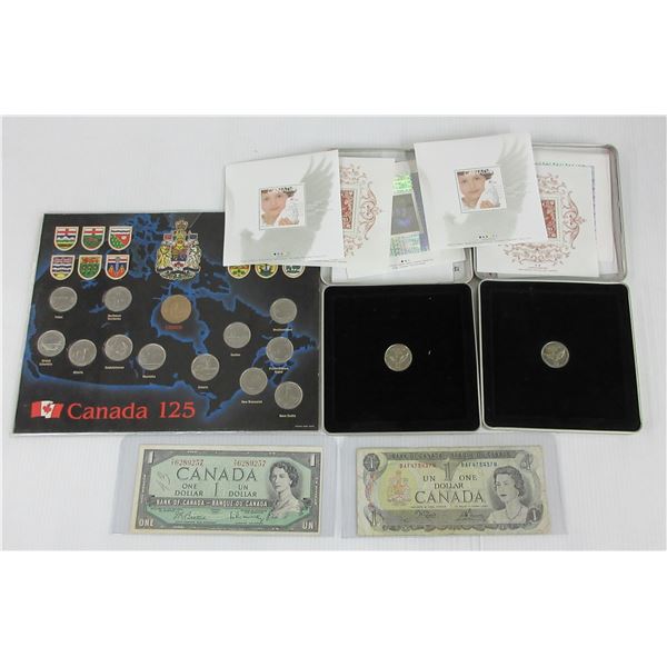 Canada 125 Coin Set, 2 Tins Each With Year 2000 Stamps and Coin and 2 ...