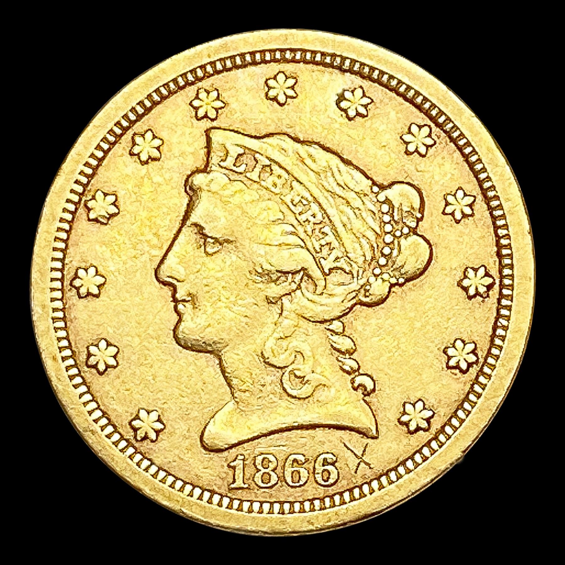 1866-S $2.50 Gold Quarter Eagle LIGHTLY CIRCULATED