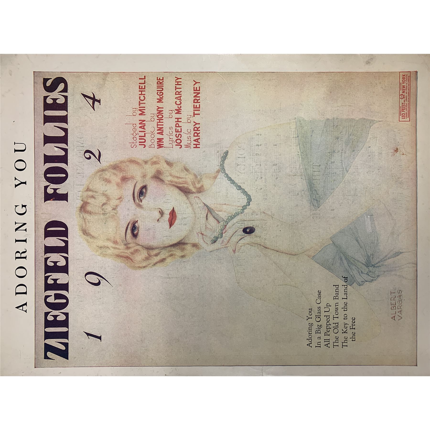 Adoring You Ziegfeld Follies unsigned sheet music