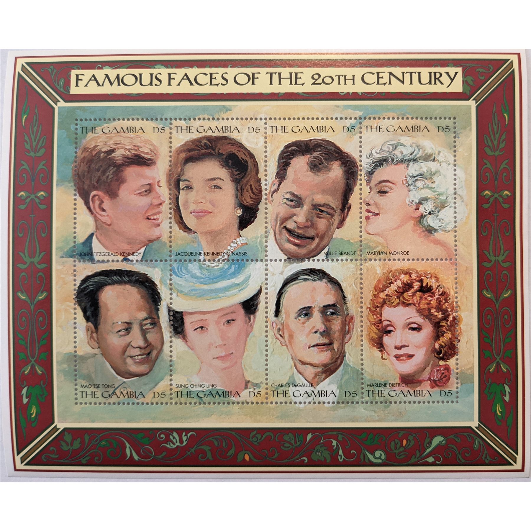 The JFK Famous Faces of the 20th Century Stamp Set
