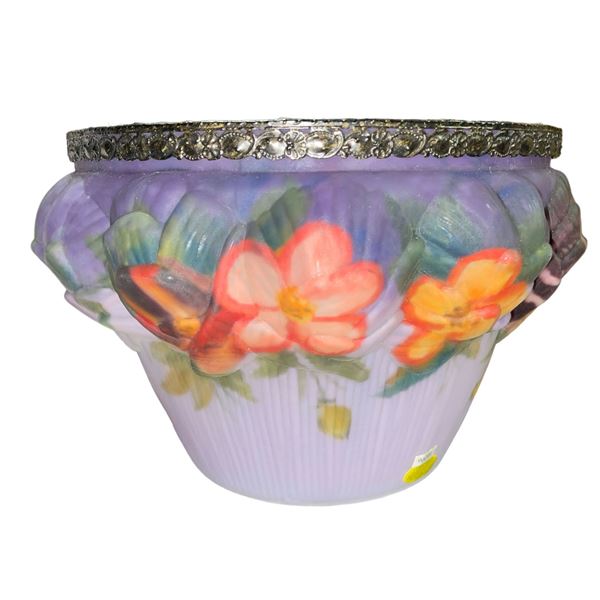 9in Tall Glass Lamp Shade Floral Print