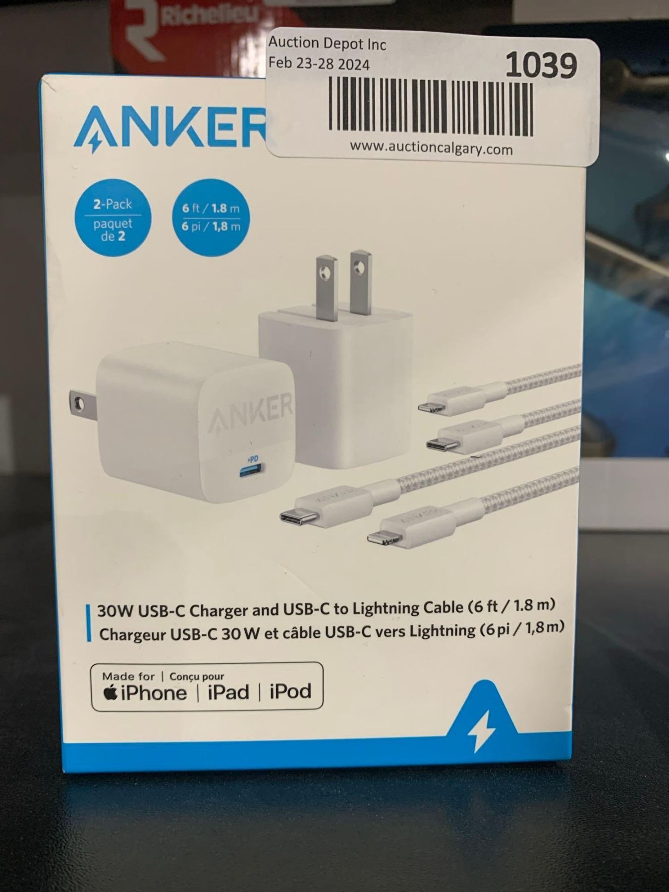 Anker 30W USB-C Charger and USB-C to Lightening Cable 6'
