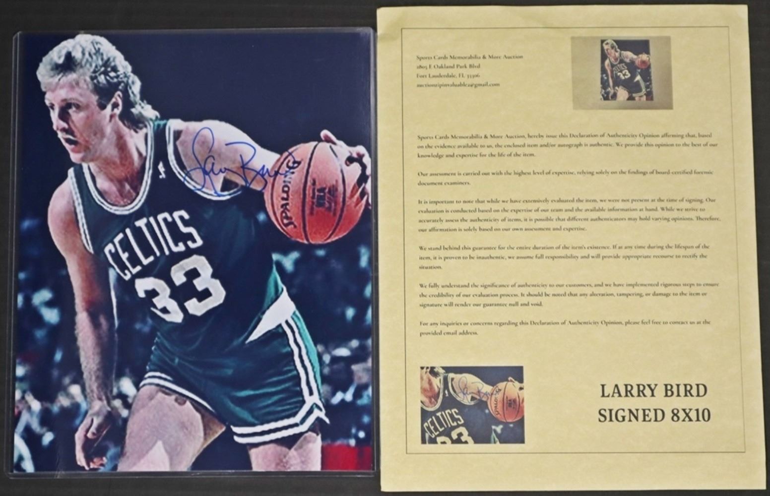 LARRY BIRD SIGNED 8X10 PHOTO W/COA