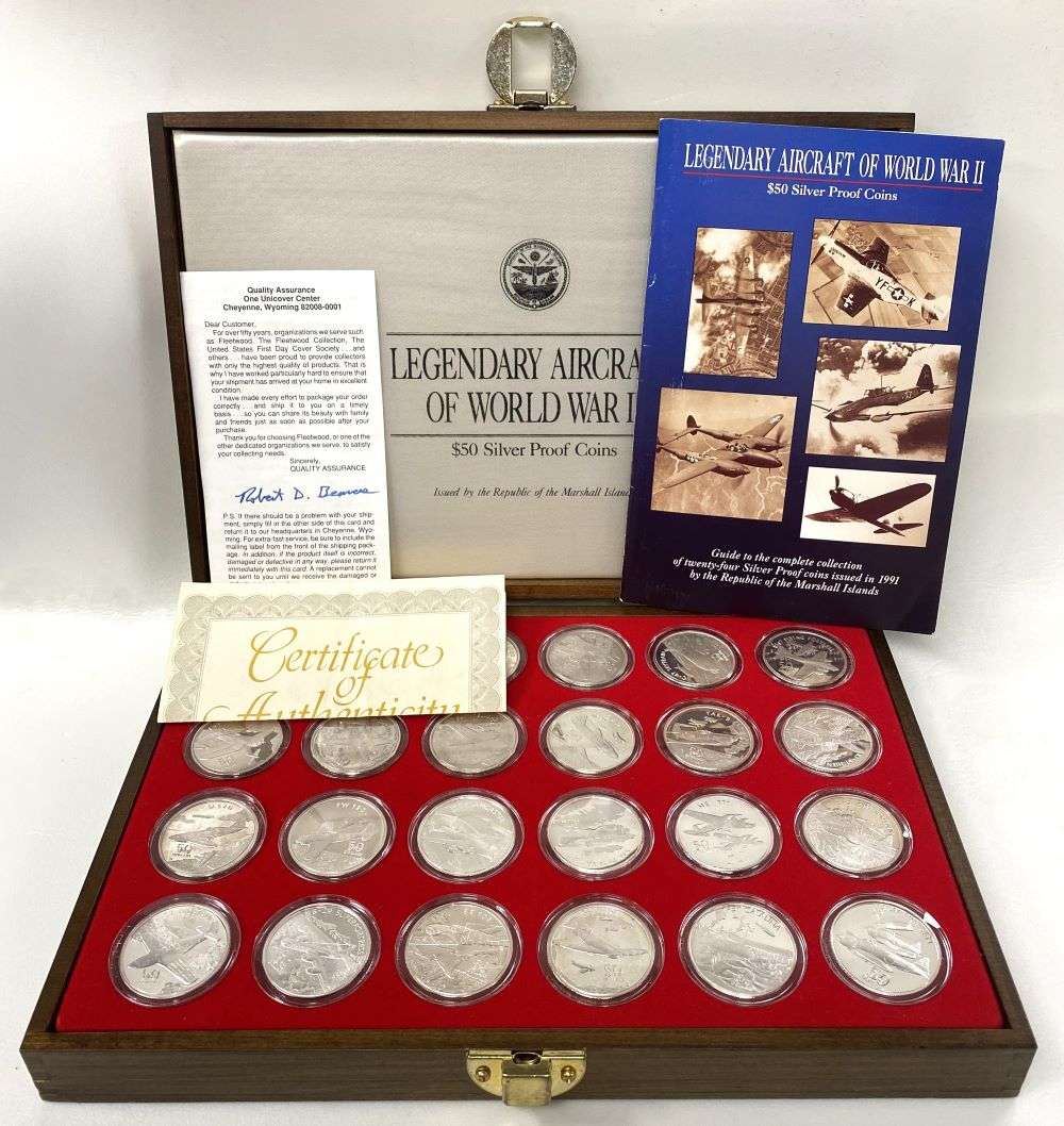 Vintage 1991 WWII Legendary Aircraft Collection (24) 1 ozt Silver Coins ...