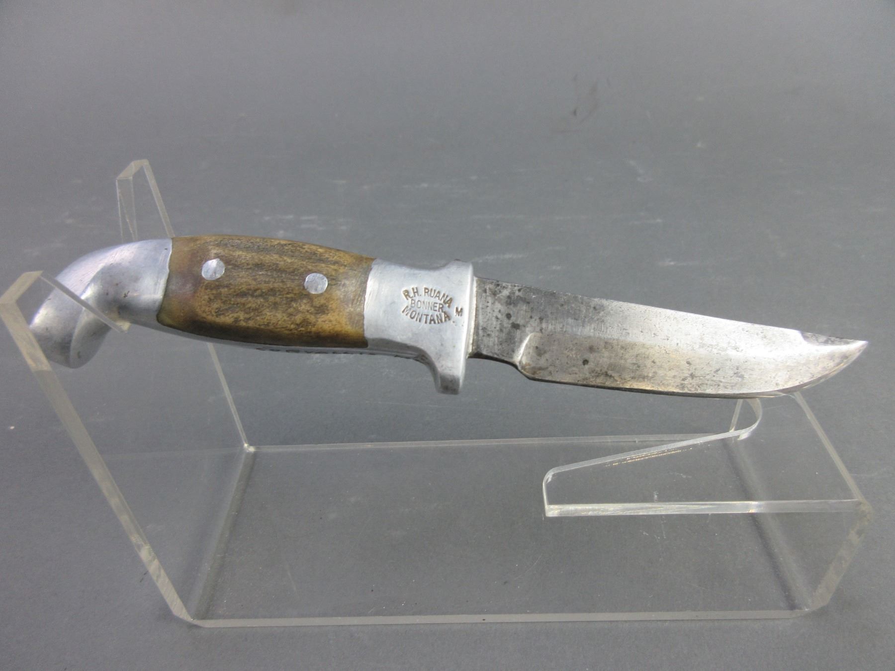 RH Ruana Bonner Montana Knife- M Stamp- 4" Blade- 3.75" Handle