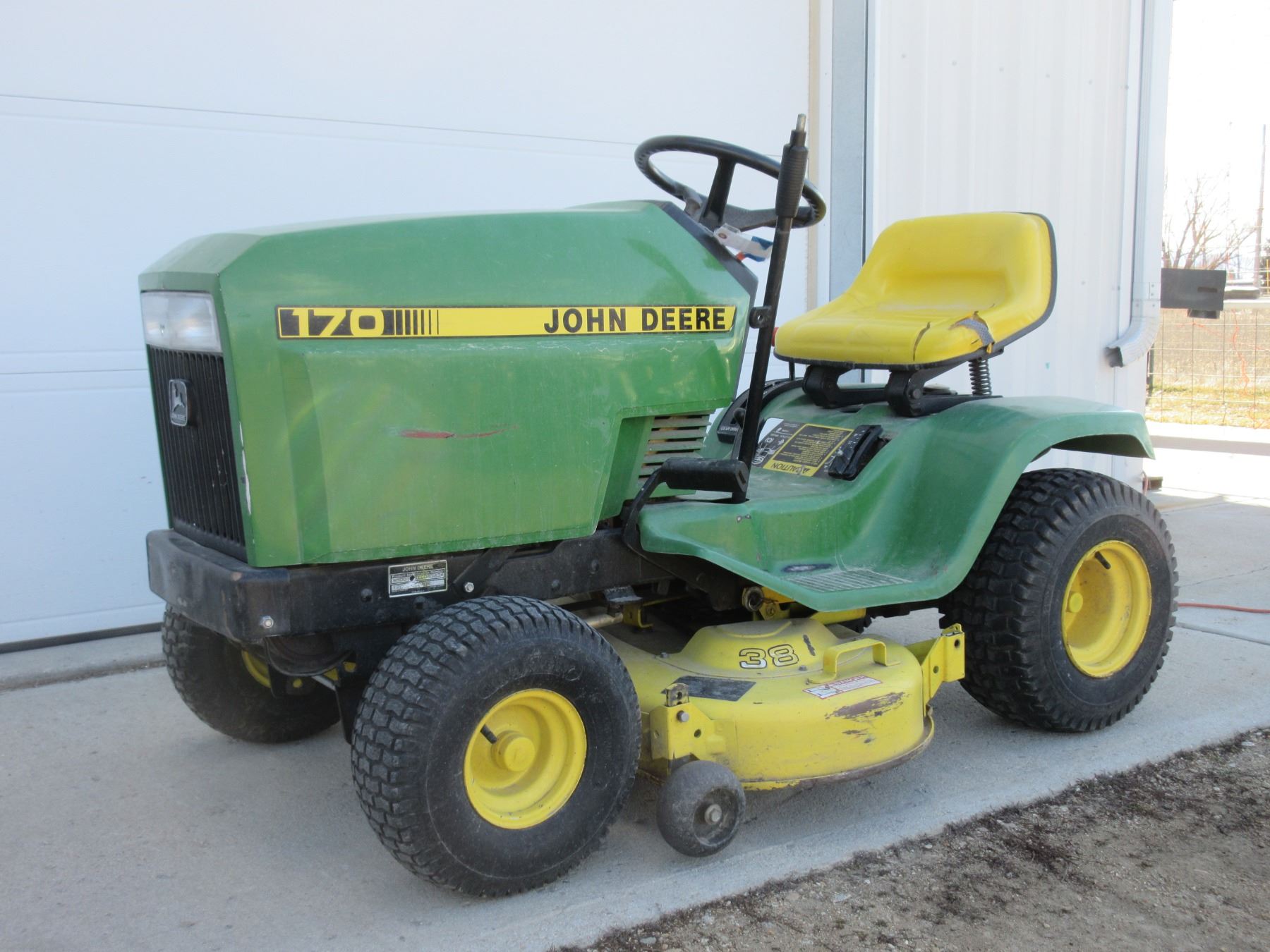 John Deere Model 170 Riding Mower- 38"- Runs And Drives- Fair Condition