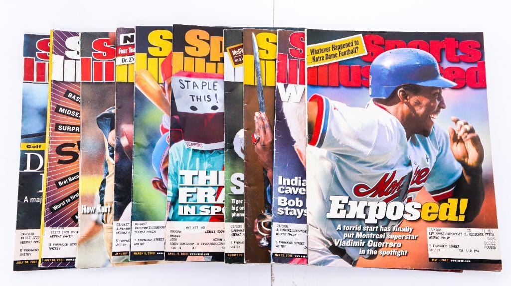 Grouping of 10 Sports Illustrated Sports Cover Magazines 1990's - 2000