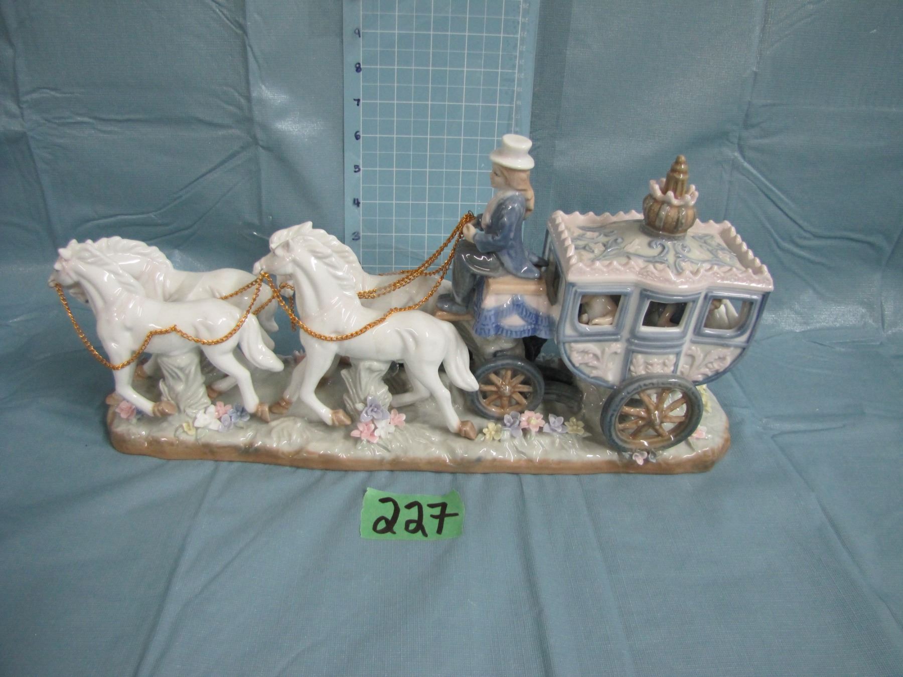 Victorian style coach and horses figurine - marked Sorelle