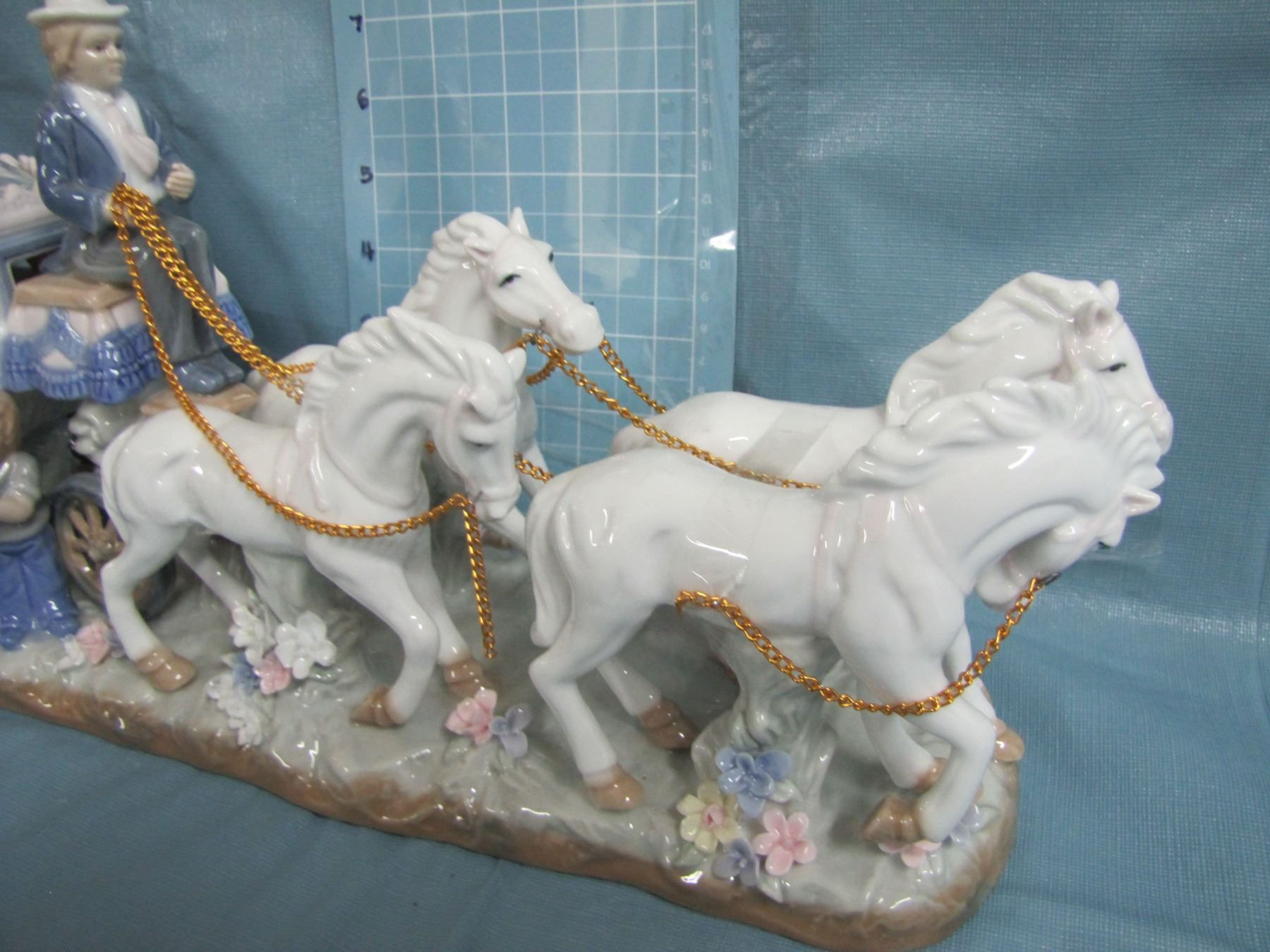 Victorian style coach and horses figurine - marked Sorelle