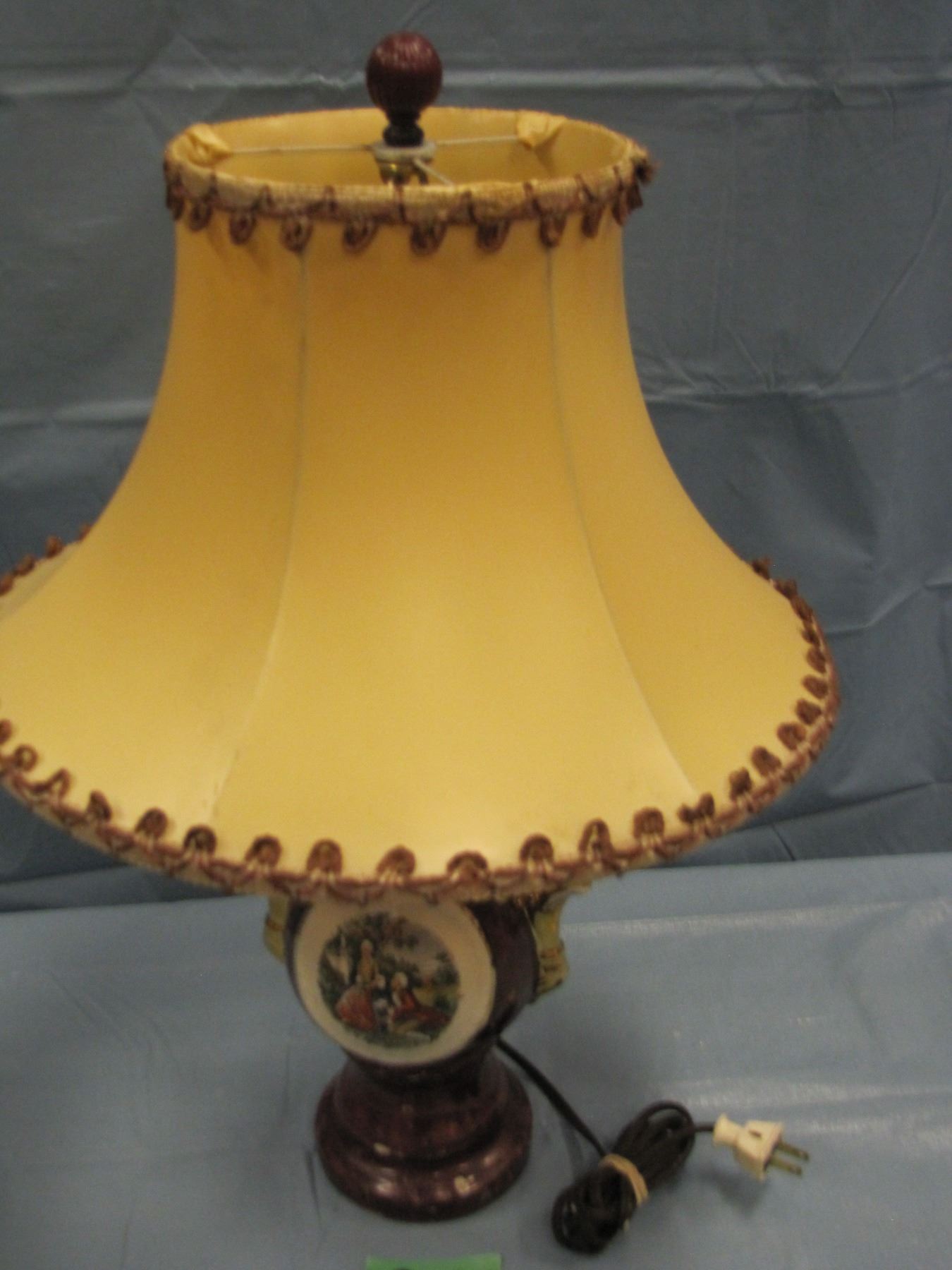 Victorian style electric table lamp with vintage shade