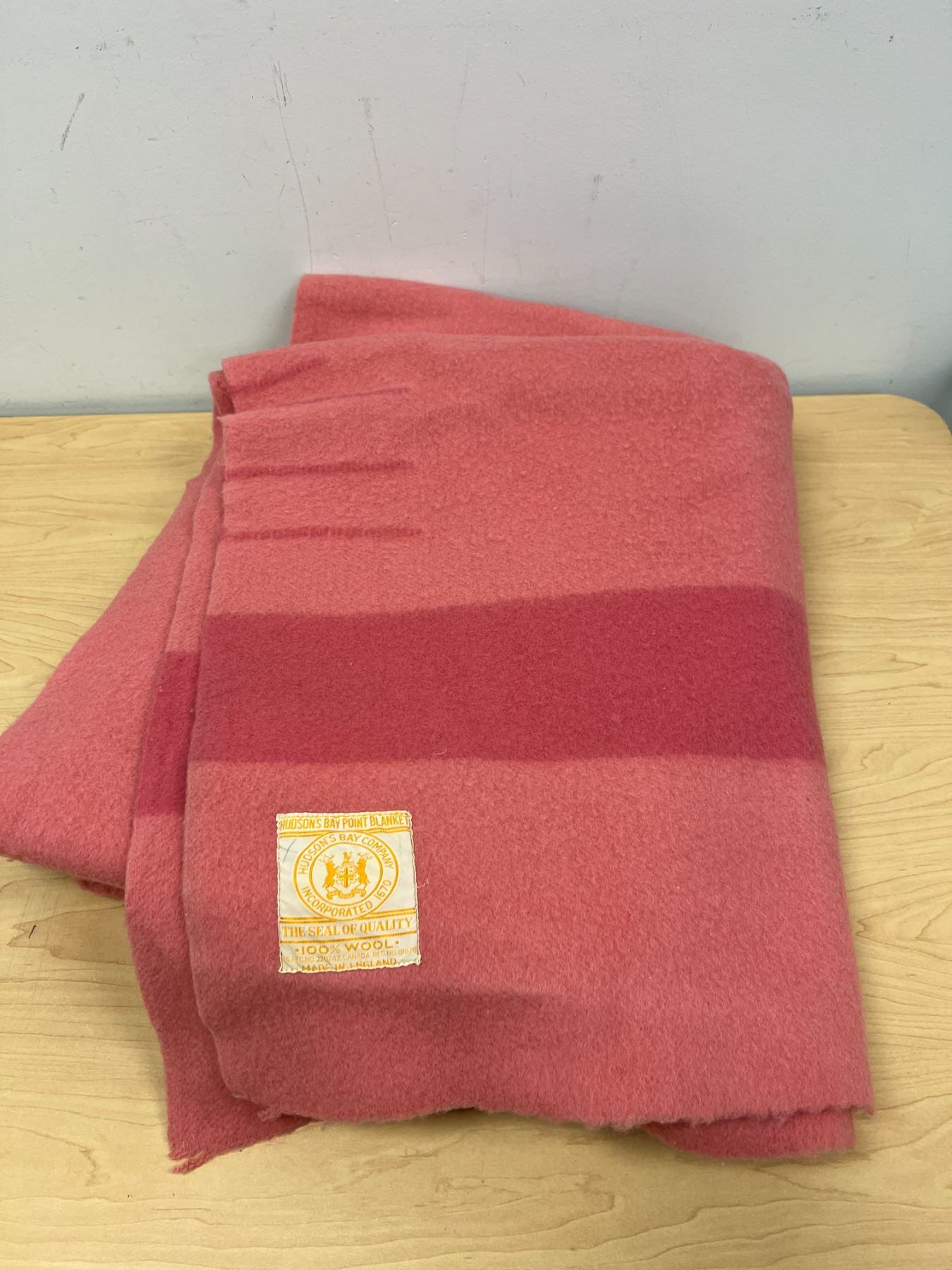Vintage Pink Hudson's Bay Company HBC 3.5 Pt. 100% Wool Blanket Approx ...