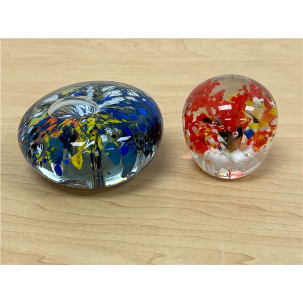 2 Amazing Art Glass Paperweights as pictured - wider approx: 3.5 ...
