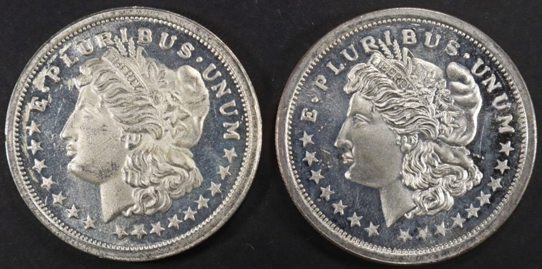 (2) 1 OZ .999 SILVER MORGAN ROUNDS