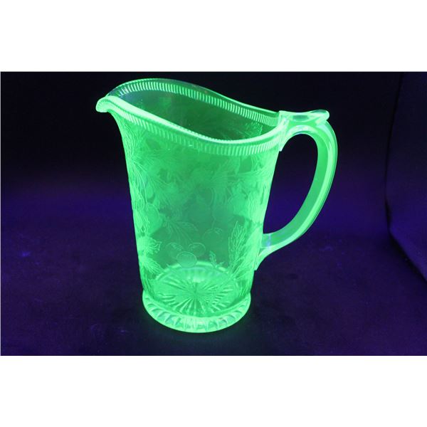 Green Depression Glass Pitcher Bodnarus Auctioneering