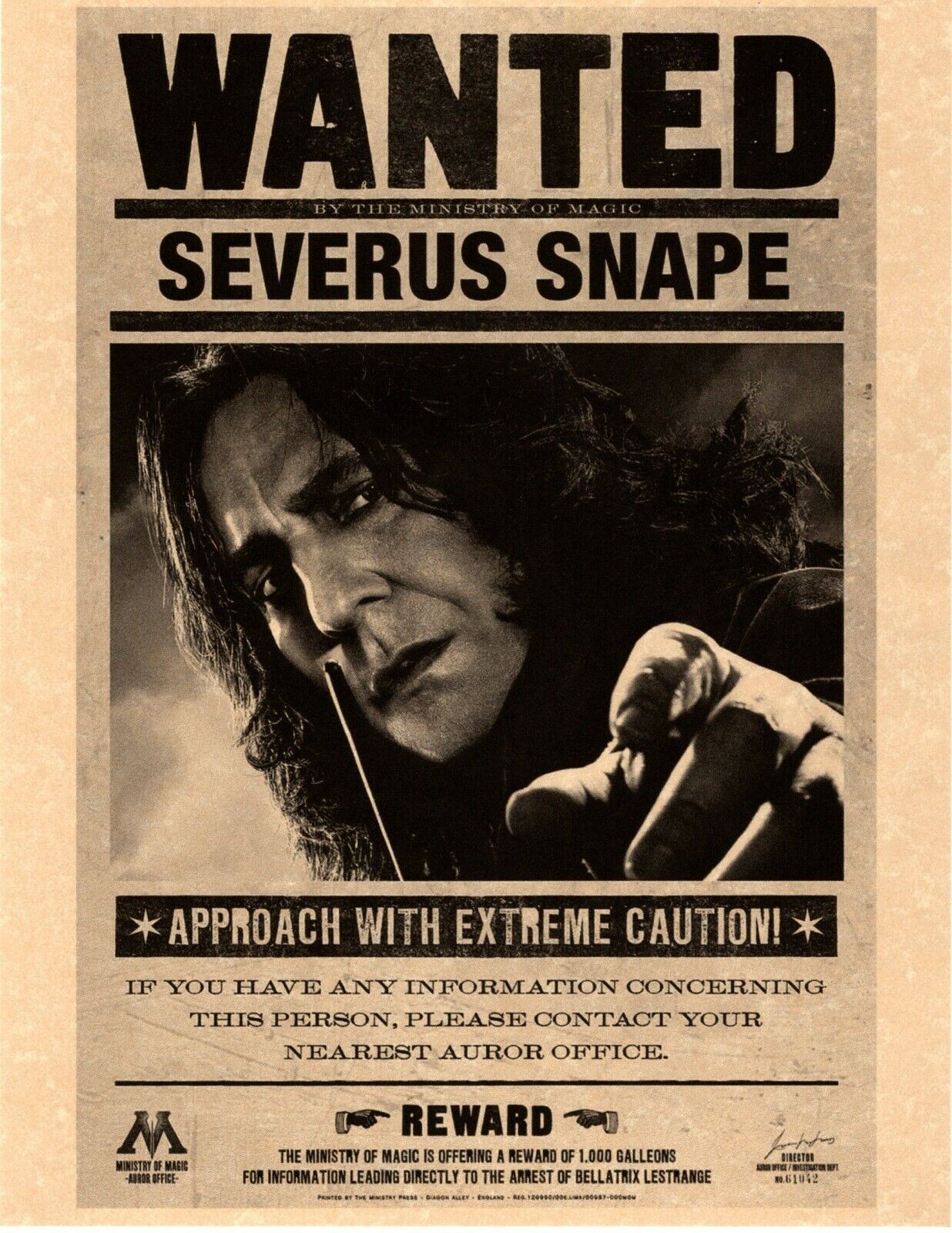 Harry Potter Severus Snape Wanted Prop Print
