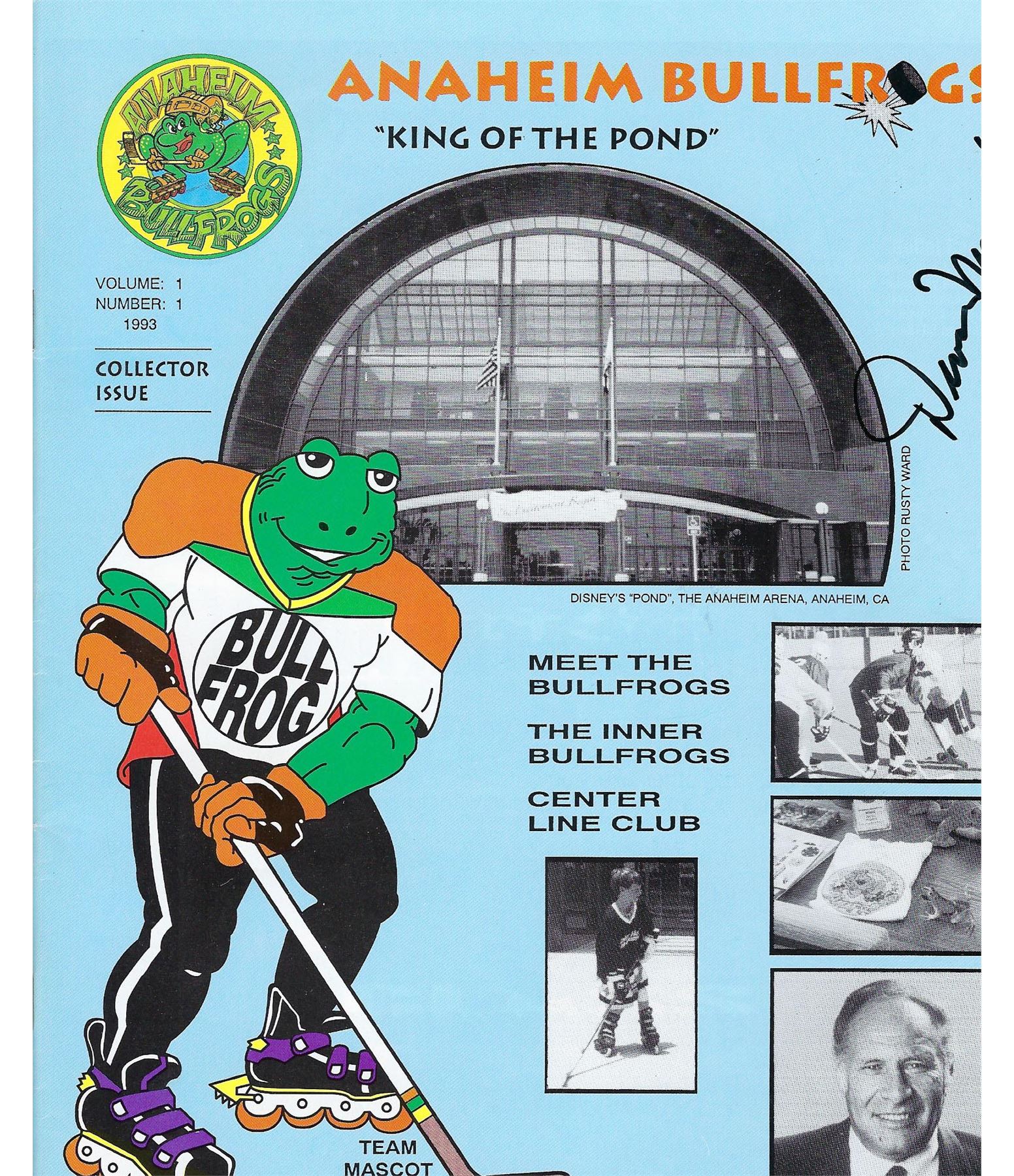 Anaheim Bullfrogs signed program