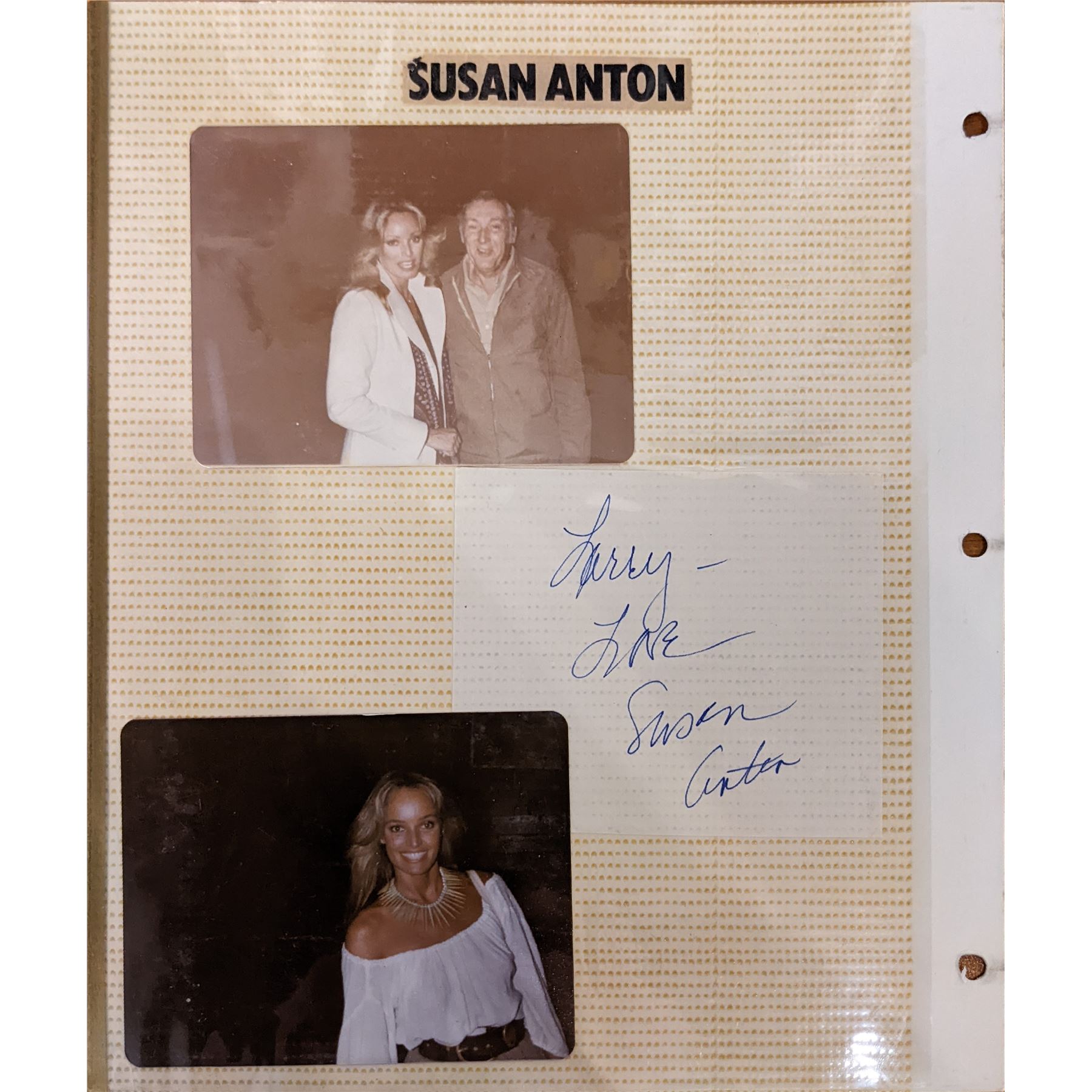Susan Anton Original Photo Album Page and Signature Cut