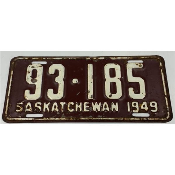 1949 Saskatchewan License Plate