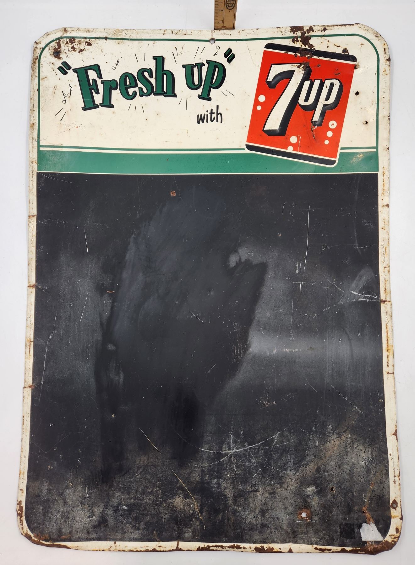 Antique Embossed 7up Chalkboard Advertising Sign