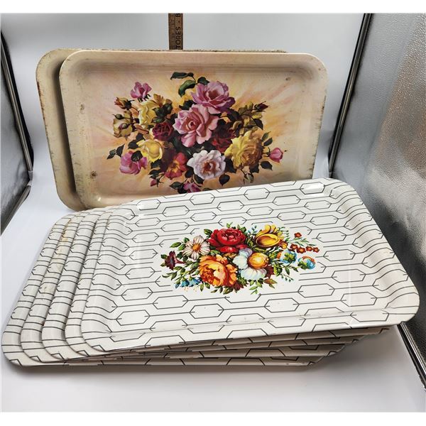 7 Large Metal Serving Flower Trays Made in Great Britain by Worcester Ware