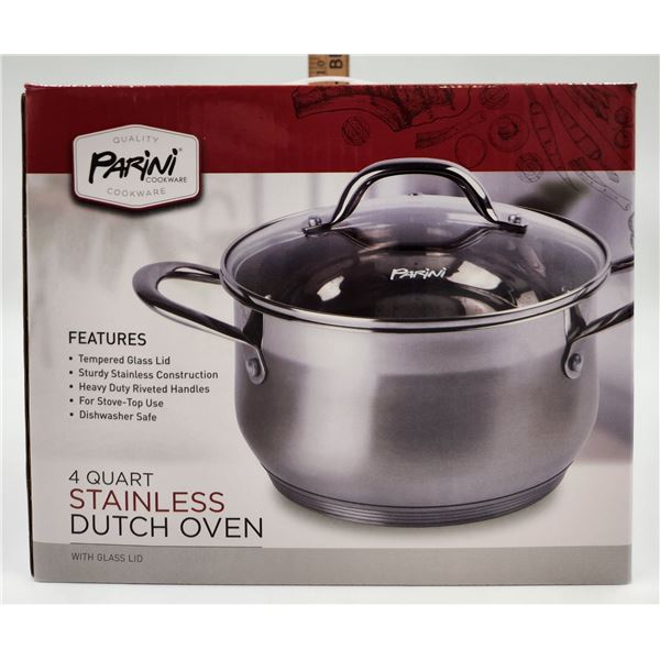 New Parini Stainless Steel Dutch Oven Pot 4 Quart