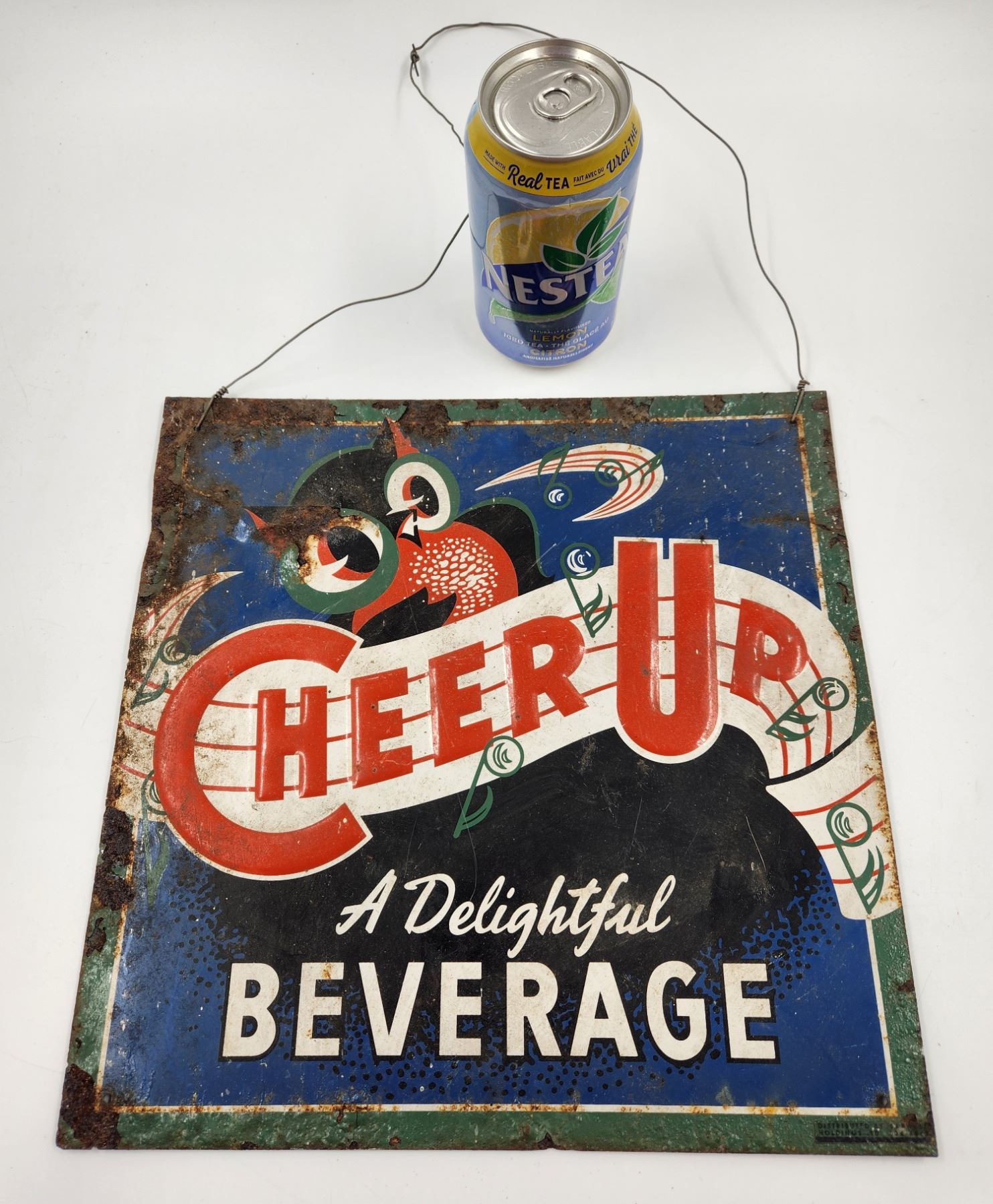 Vintage Cheer Up Soda Beverage Metal Tin Sign Wall Decorative