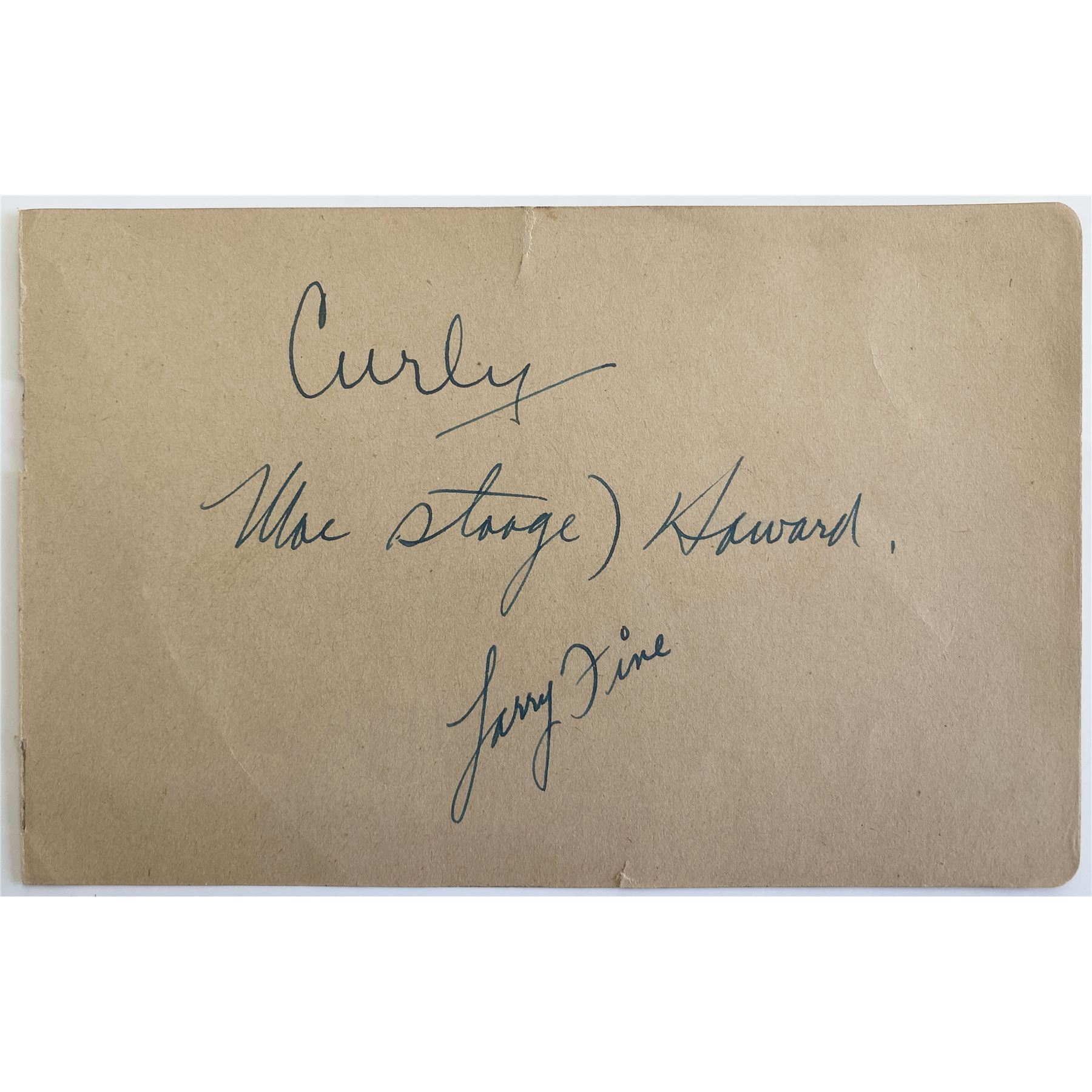 Three Stooges Curly Howard original signature cut