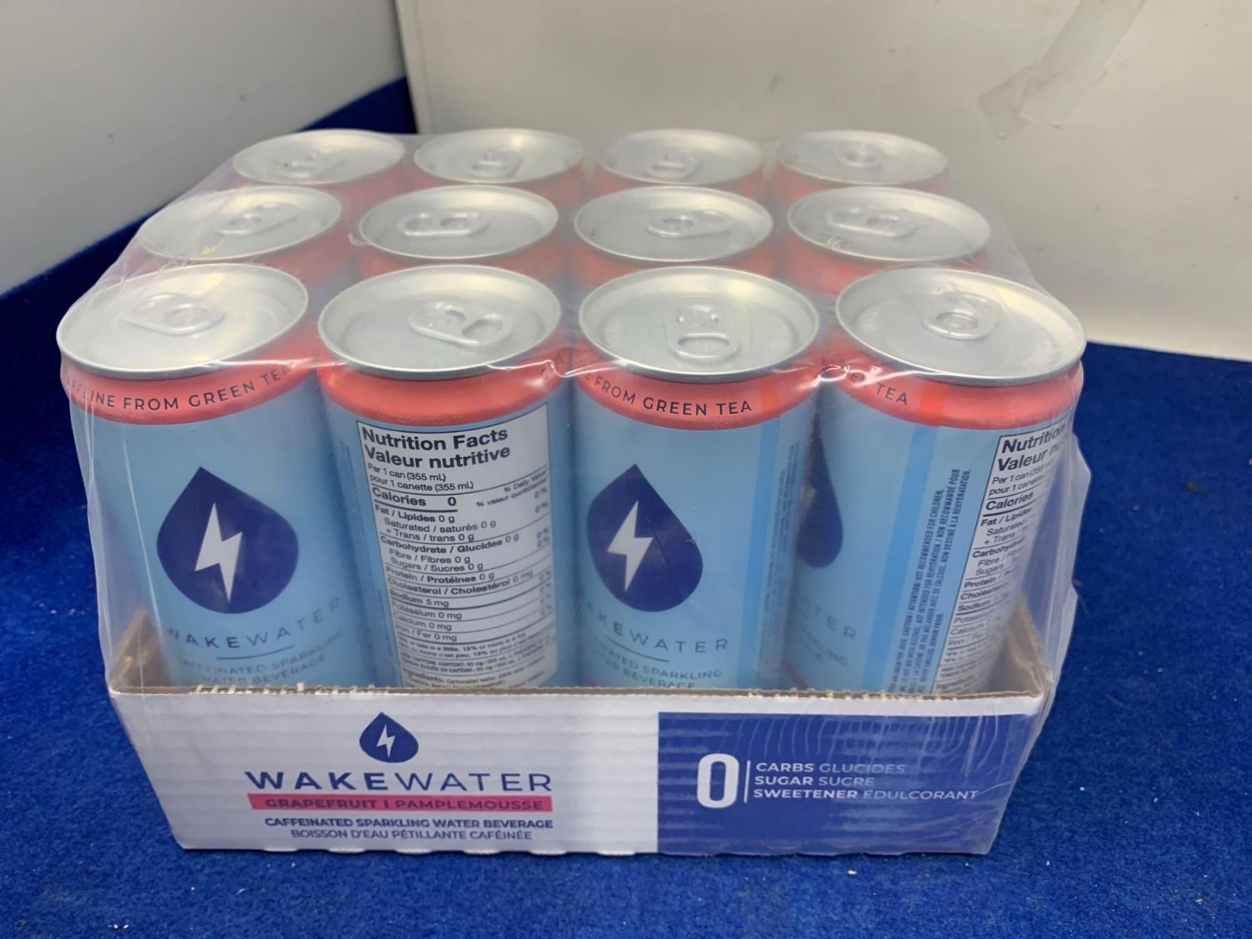 Wake Water Grapefruit Caffeinated Sparkling Water Beverage (12 x 355ml)